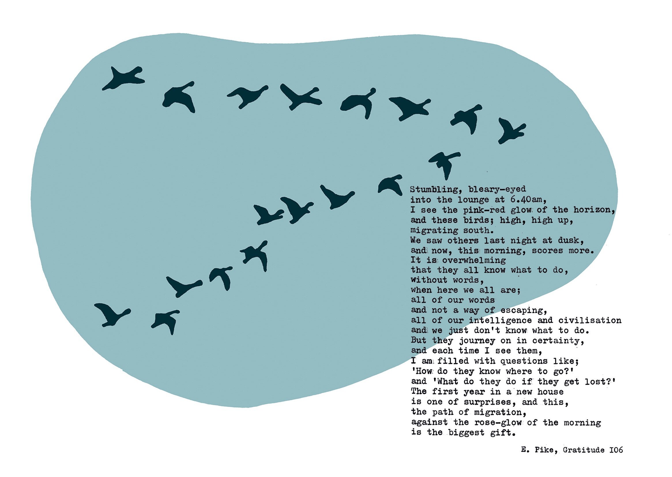 Flock of Geese Flying Poem Print, Typewriter Poem Print, Original Poem ...