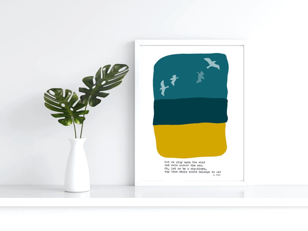 Blue Seagulls Poem Print, Typewriter Poem Art, A6, A5, A4, A3, Original ...