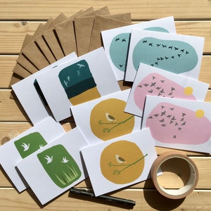 10 X Blank Bird Cards With Kraft Envelopes, A6 'take Flight' Blank ...