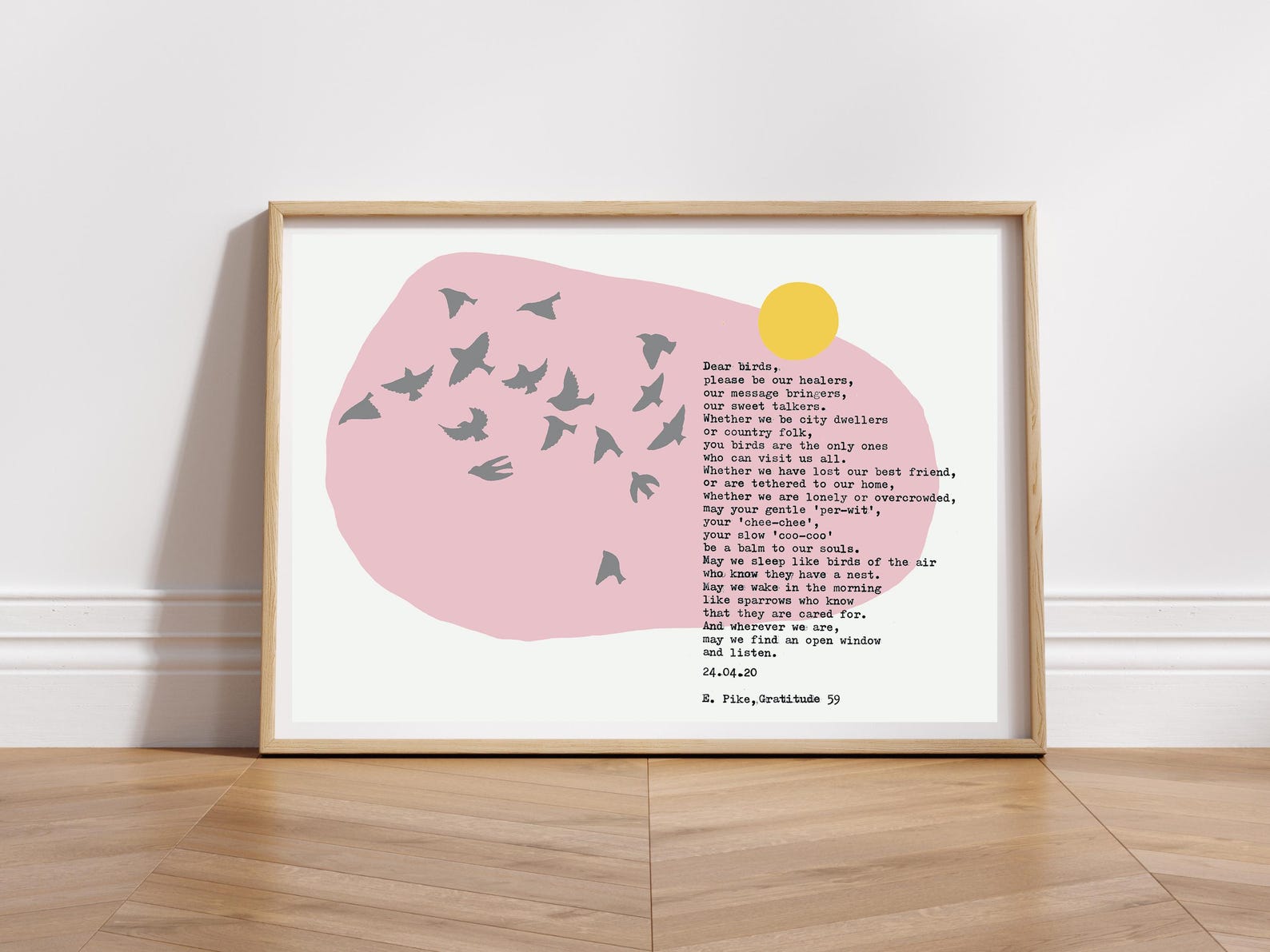 Starlings Pink Typewriter Poem Print, A6, A5, A4, A3, Original Poem ...