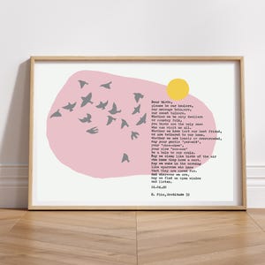 Starlings Pink Typewriter Poem Print, A6, A5, A4, A3, Original Poem ...