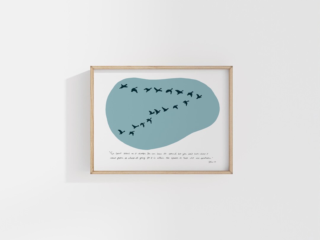 Flock of Geese Flying Bible Verse Print, John 3:8, the Spirit Blows ...