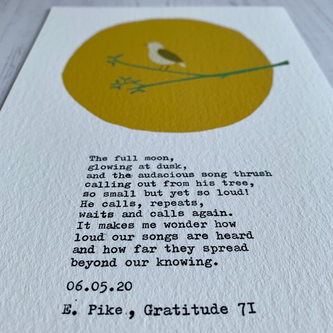 Buy Song Thrush Bird Poem Print, Singing Bird Poem Art, Typewriter Poem ...