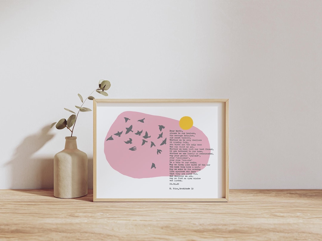 Starlings Pink Typewriter Poem Print, A6, A5, A4, A3, Original Poem ...
