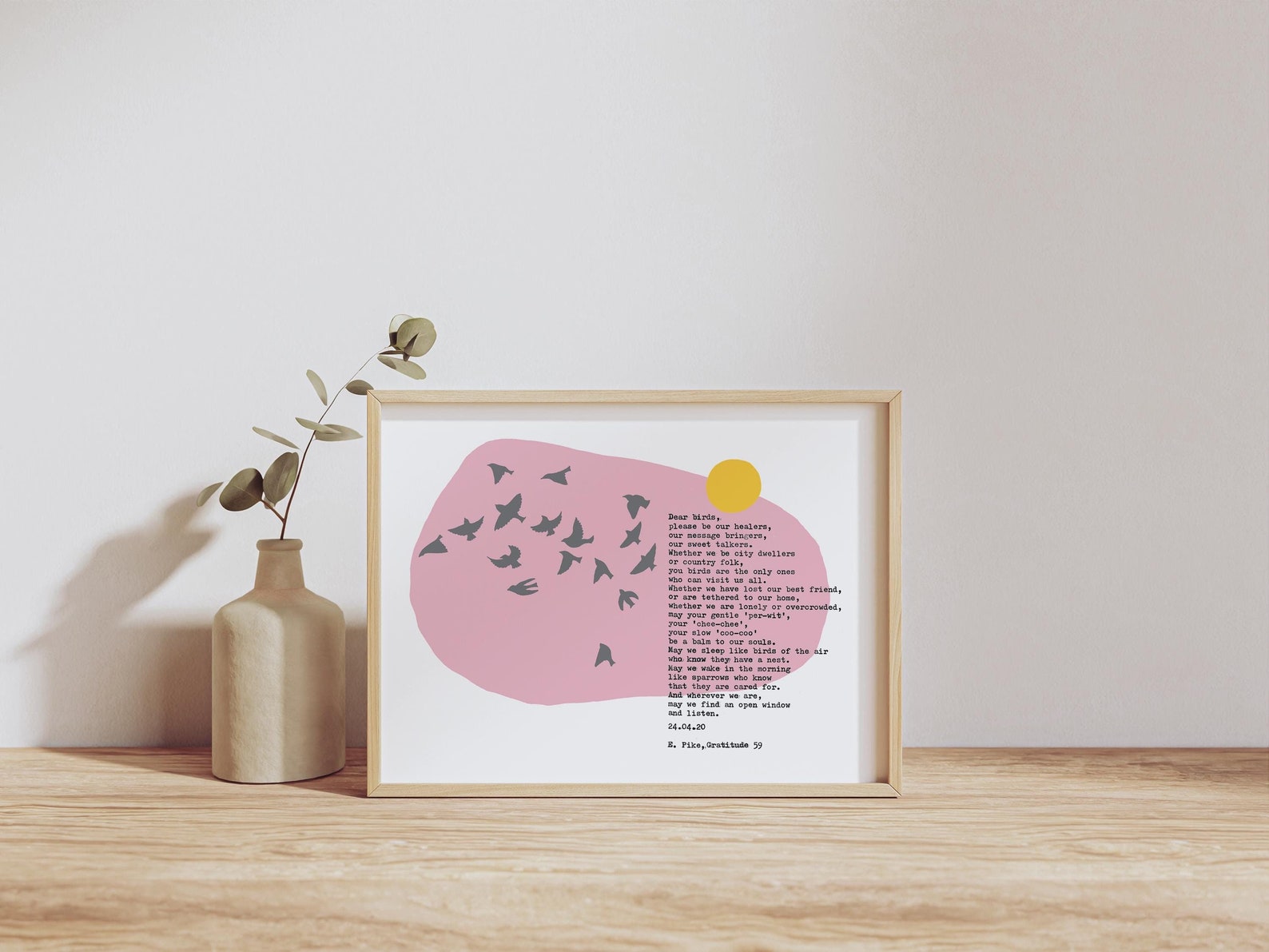 Starlings Pink Typewriter Poem Print, A6, A5, A4, A3, Original Poem ...