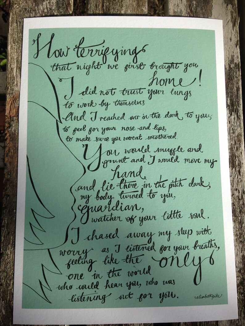 How Terrifying Original Poem by Elisabeth Pike Motherhood - Etsy