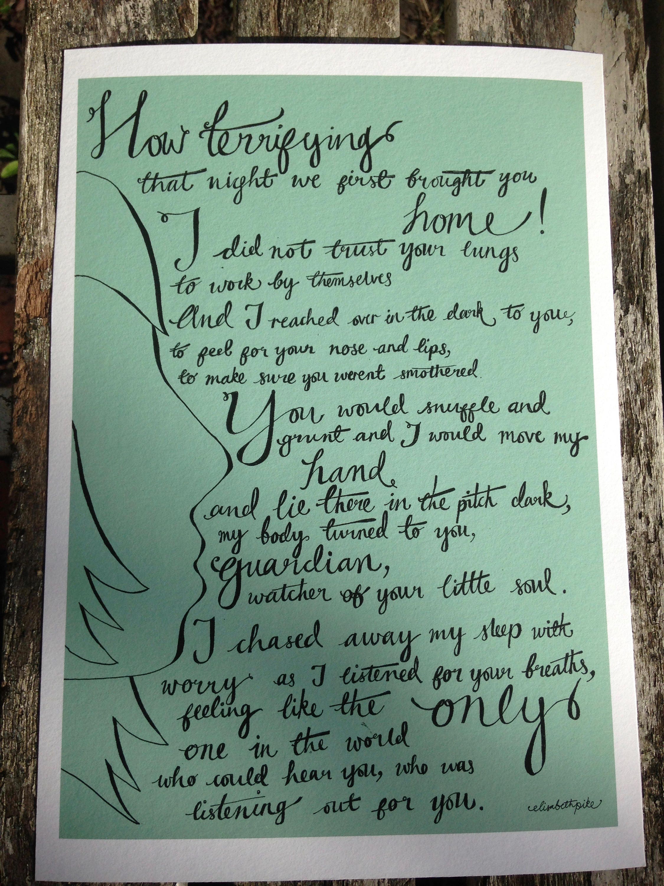 How Terrifying Original Poem by Elisabeth Pike Motherhood - Etsy