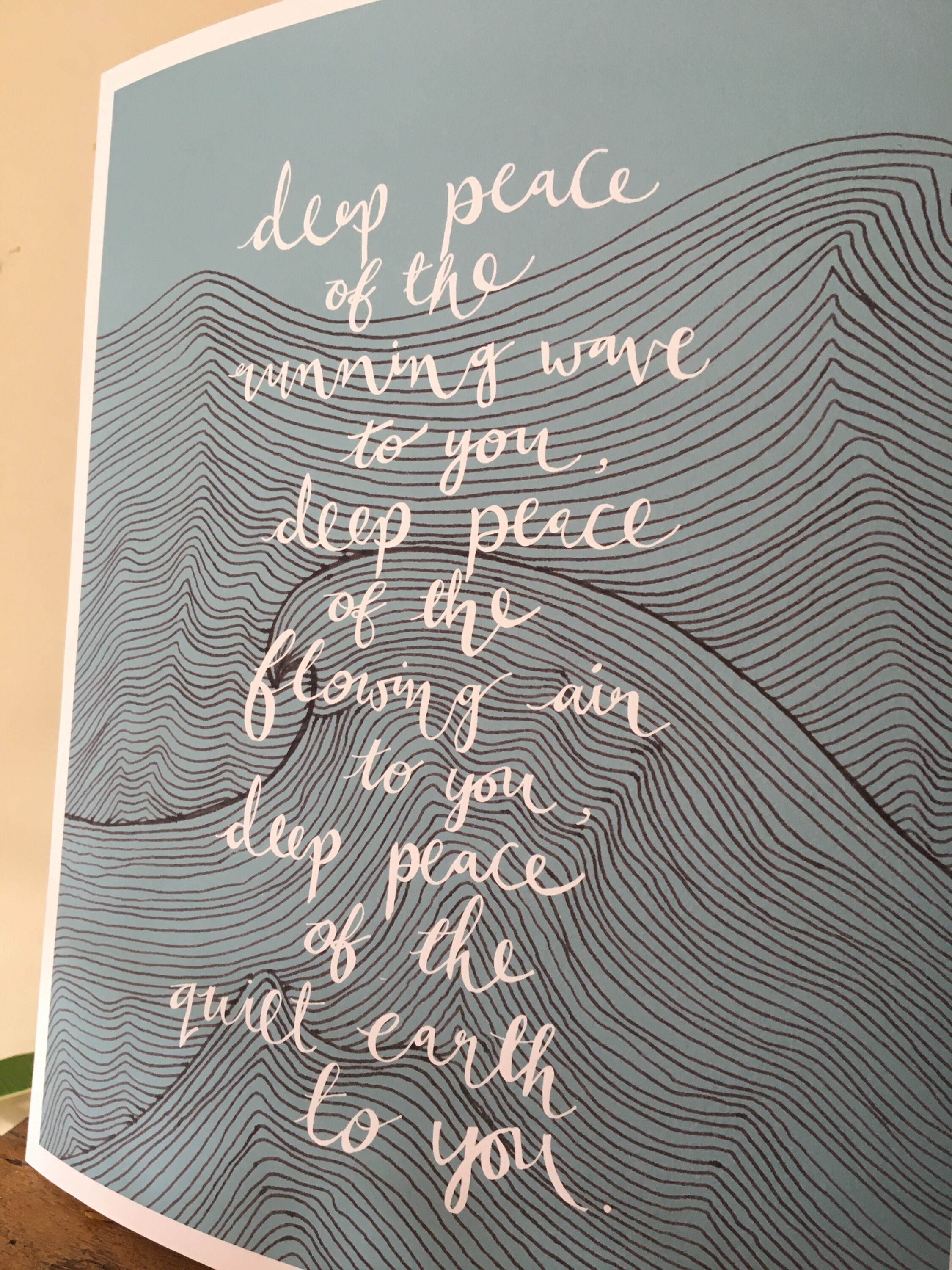 Deep Peace Print, Running Wave, Hand Lettered Poetry, Celtic Saying ...