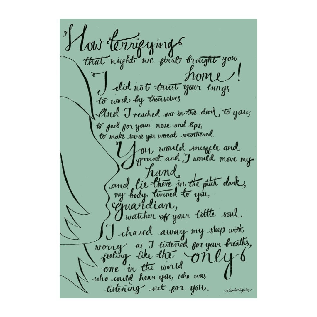 How Terrifying Original Poem by Elisabeth Pike Motherhood - Etsy