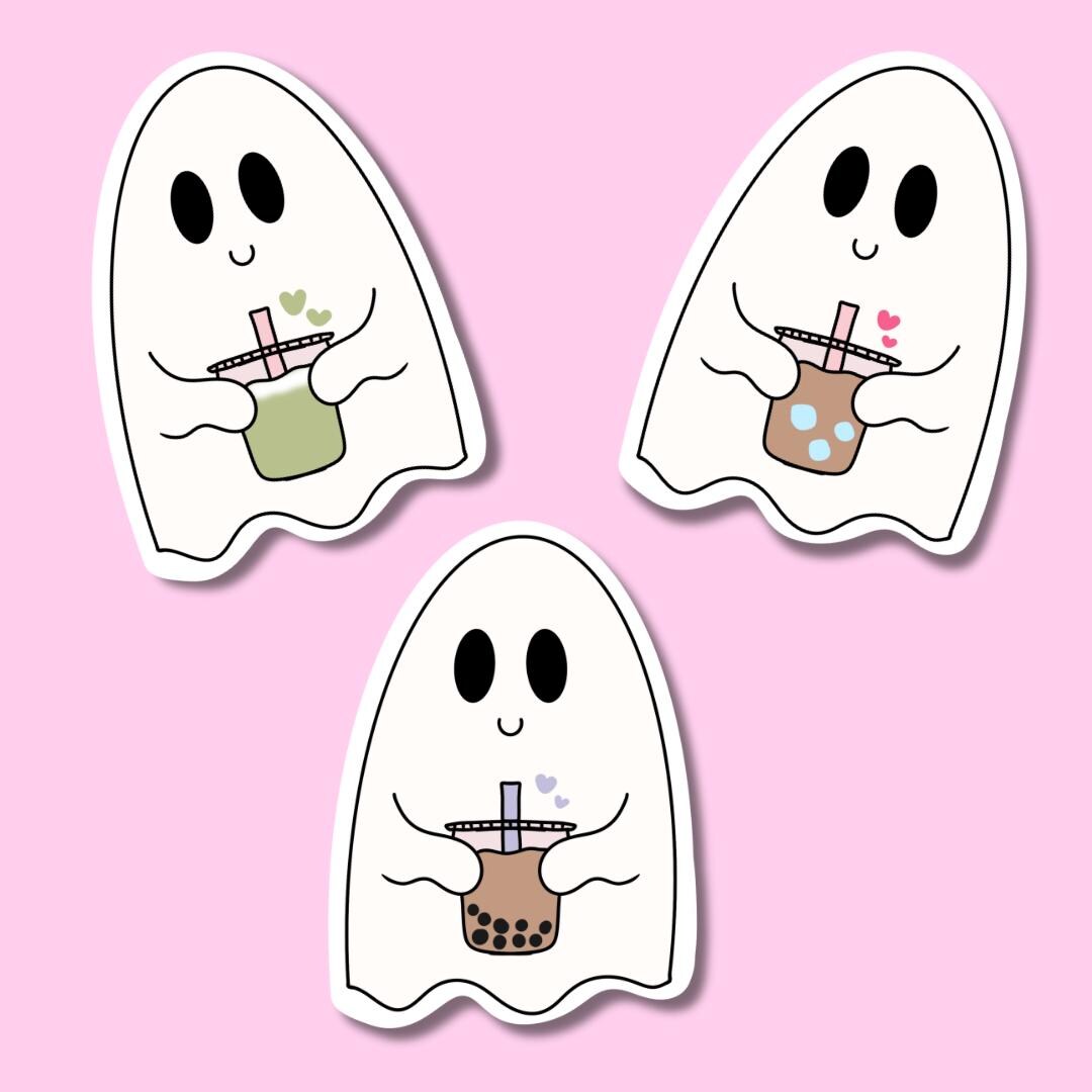Iced Coffee Ghost / Matcha Ghost / Boba Ghost Waterproof Sticker - Etsy