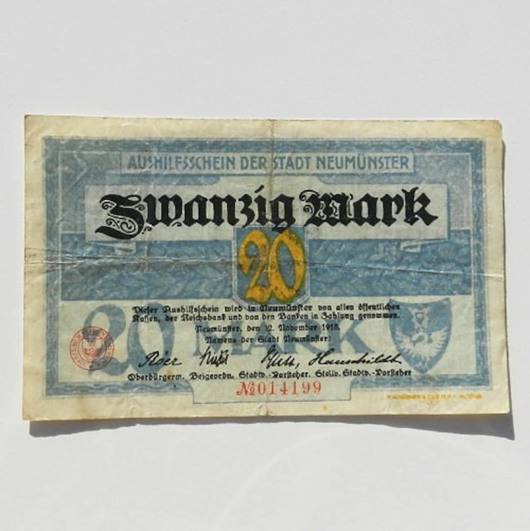 Inflation German Banknote 1923 Year 20 Marks Zwanzig Mark Stat ...
