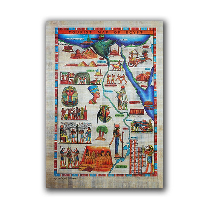 Egyptian Papyrus Painting Tourist Map of Egypt Hand - Etsy Canada
