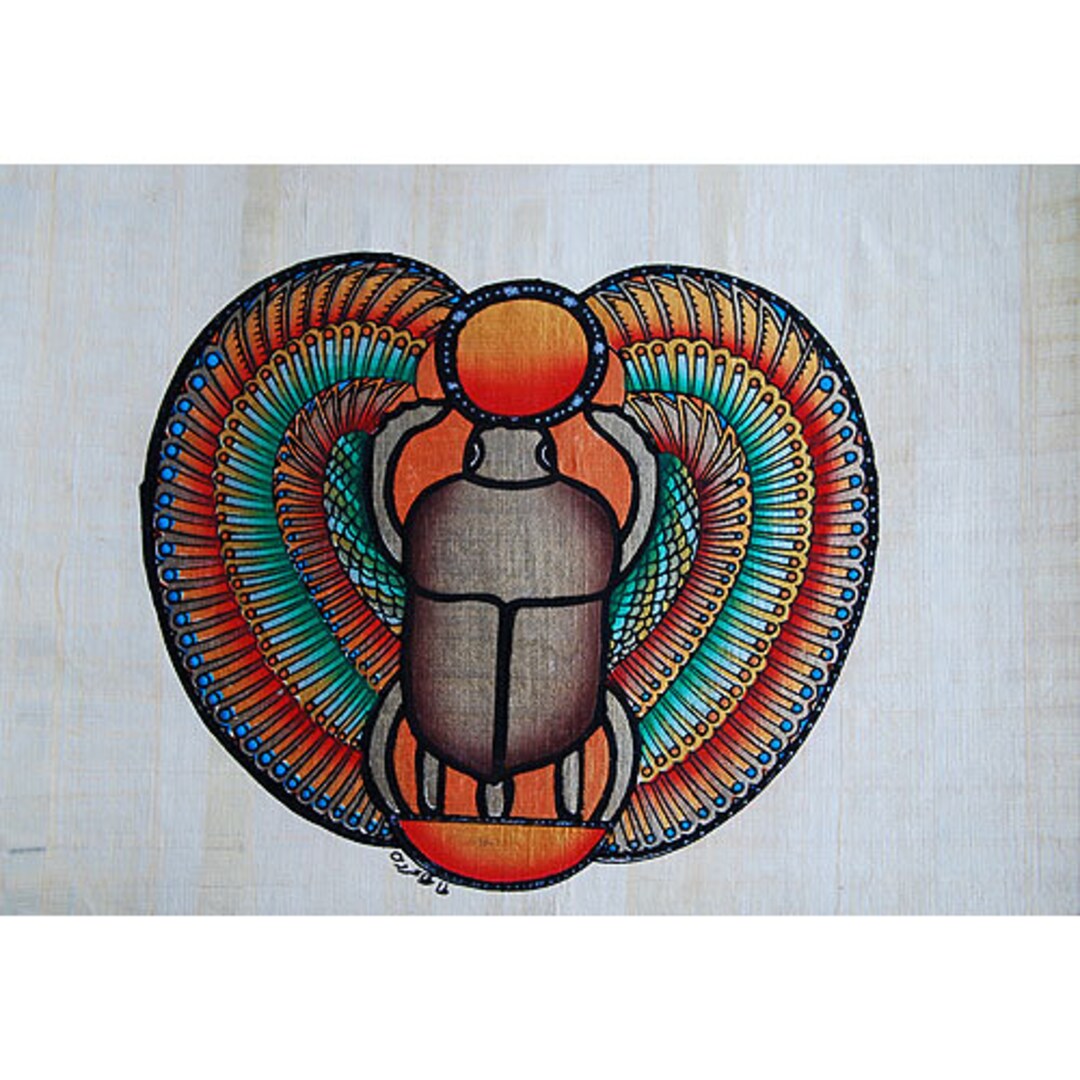 Egyptian Papyrus Painting - Gold Scarab - Hand Painted Best Price ...