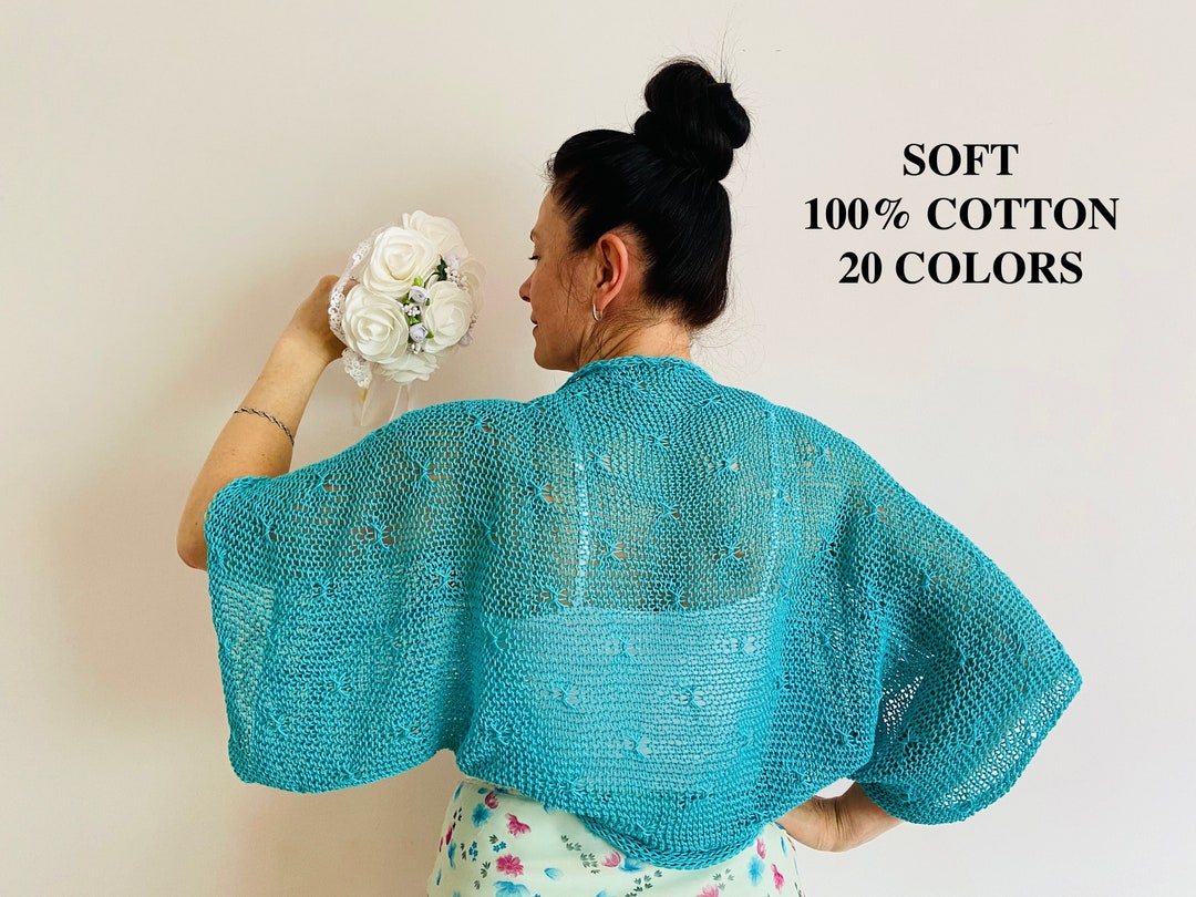 From USA Turquoise Shrug Bolero Short Sleeves, Cotton Bolero Cardigan ...