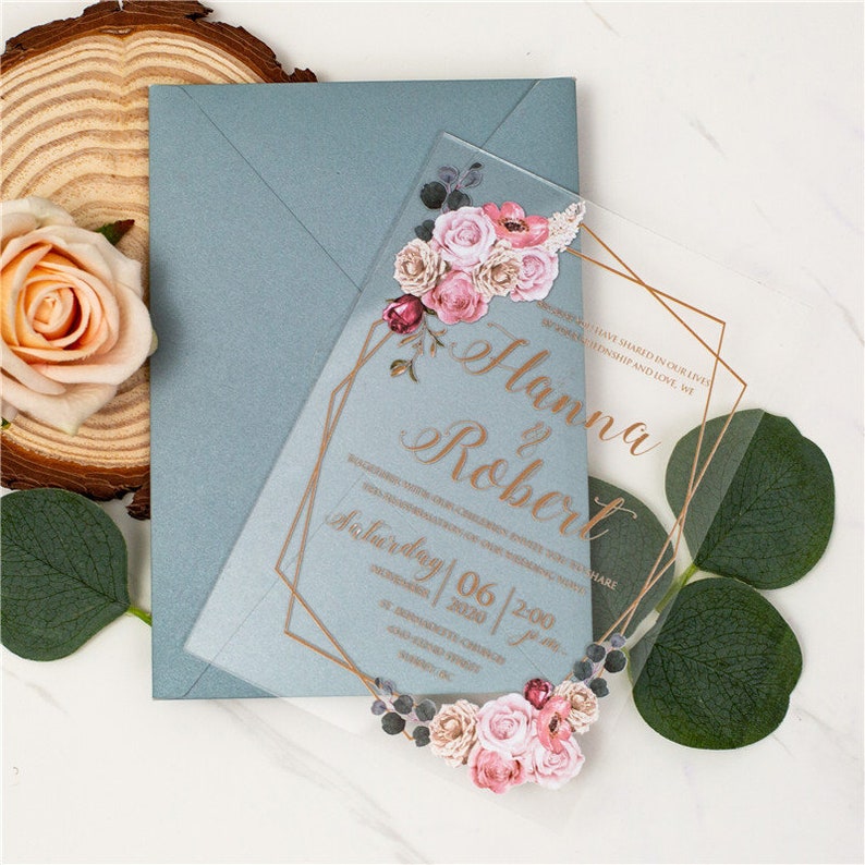 Acrylic Wedding Invitation Transparent Invite UV Printing - Etsy