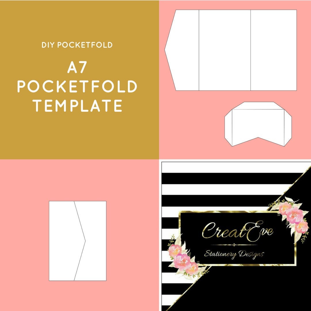 Wedding Invitation Template, A7 Pocket Fold Template, DIY Wedding ...