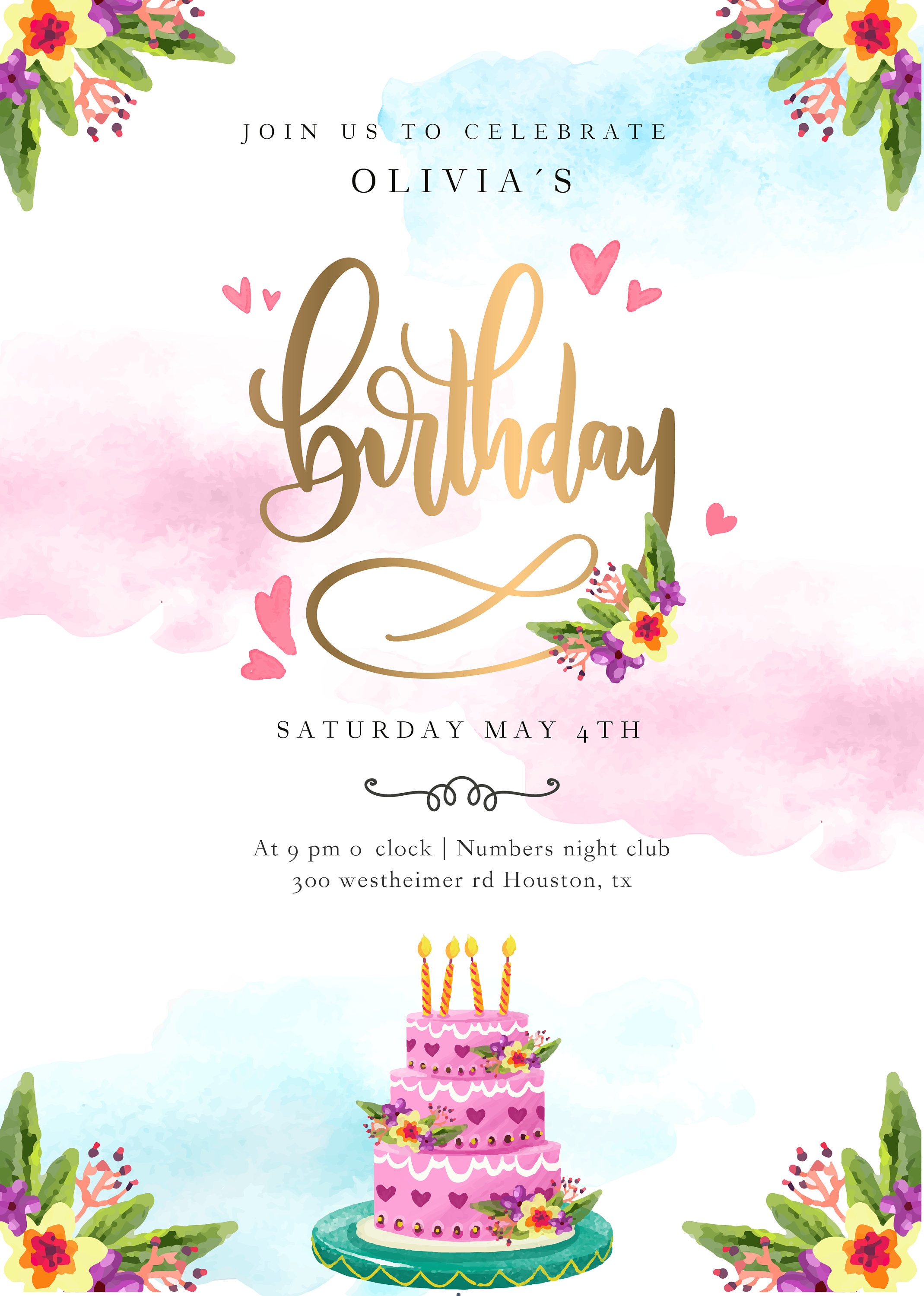 Birthday Invitation Birthday Invitation Printable Digital Birthday ...