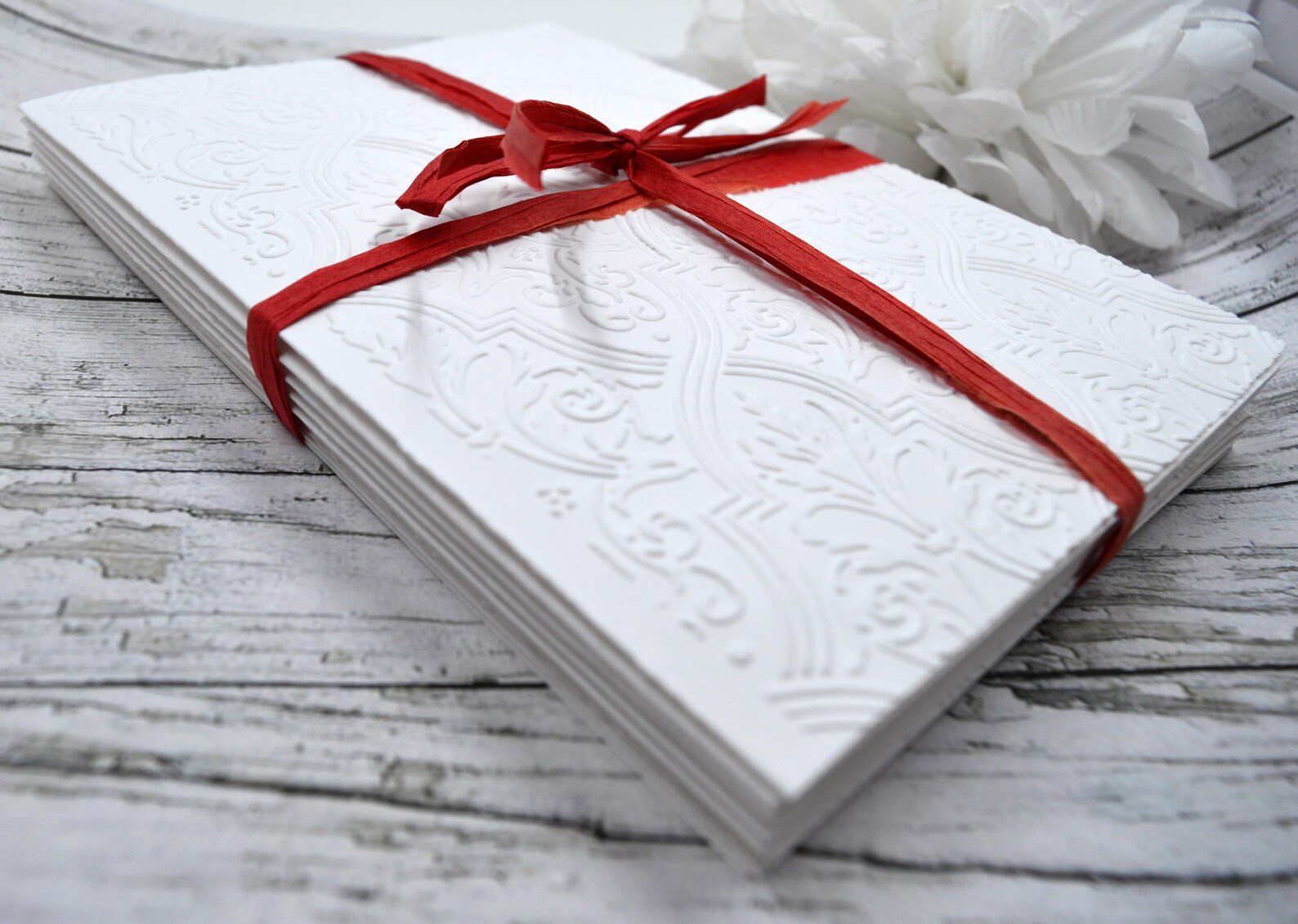 White Embossed Blank Cards / Blank Invitation / Blank Greeting Card ...