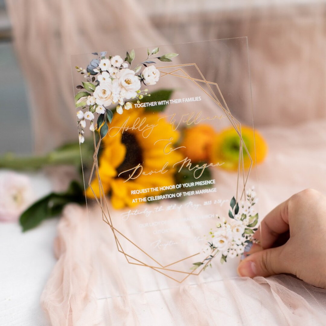 Acrylic Wedding Invitation, Transparent Invite UV Printing, Custom ...