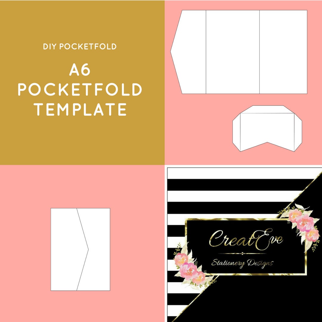 A6 Pocket Fold Wedding Invitation Template: DIY Cricut Invite (digital ...