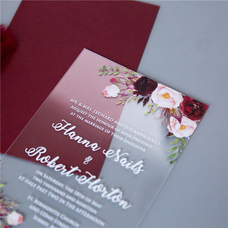 Acrylic Wedding Invitation, Transparent Invite UV Printing, Custom ...