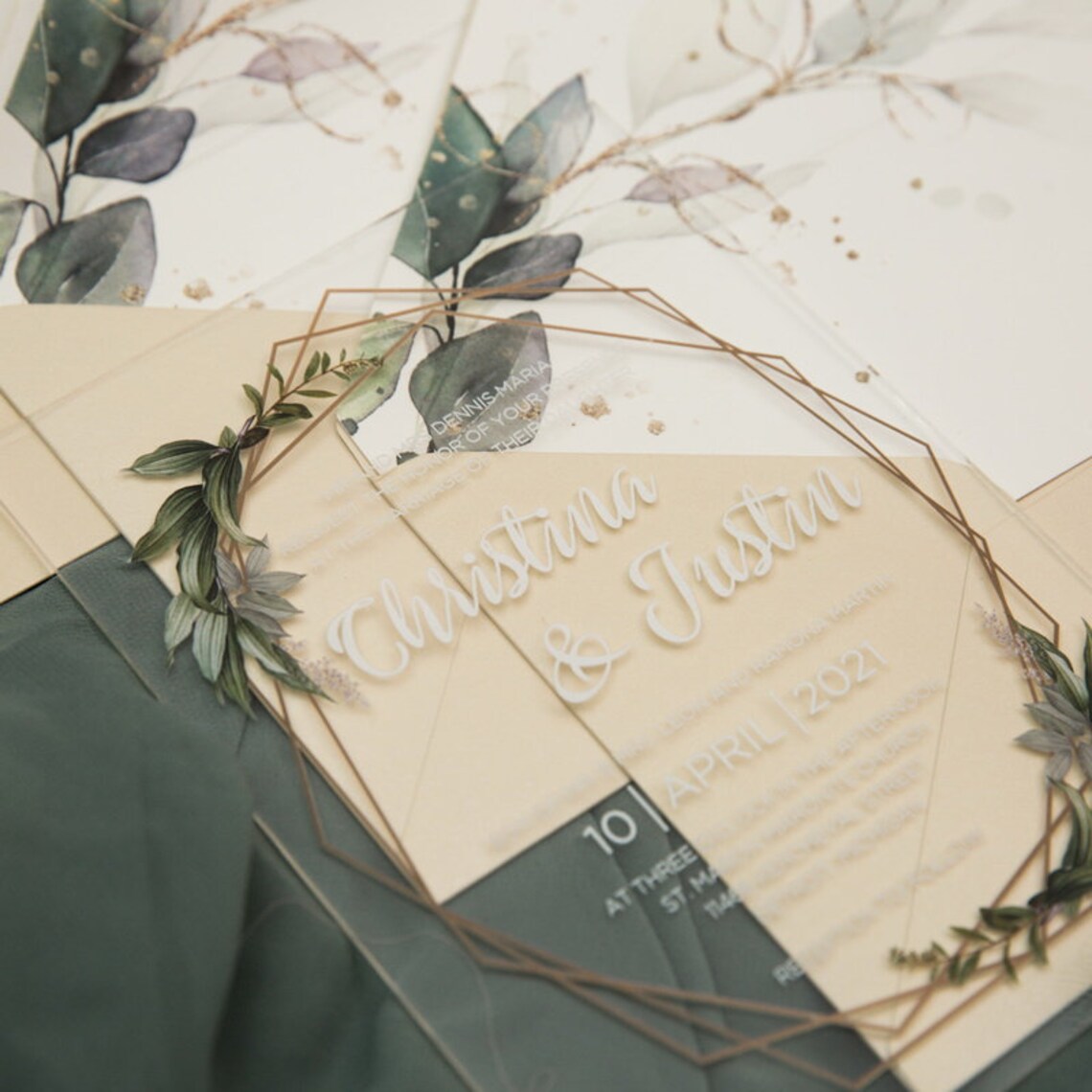Acrylic Wedding Invitation, Transparent Invite UV Printing, Custom ...