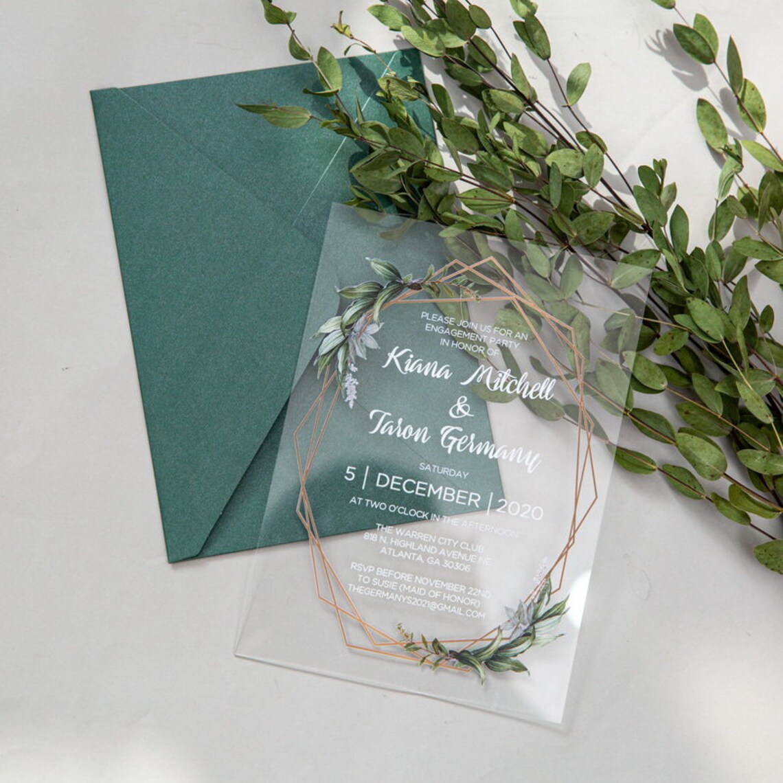 Acrylic Wedding Invitation, Transparent Invite UV Printing, Custom ...