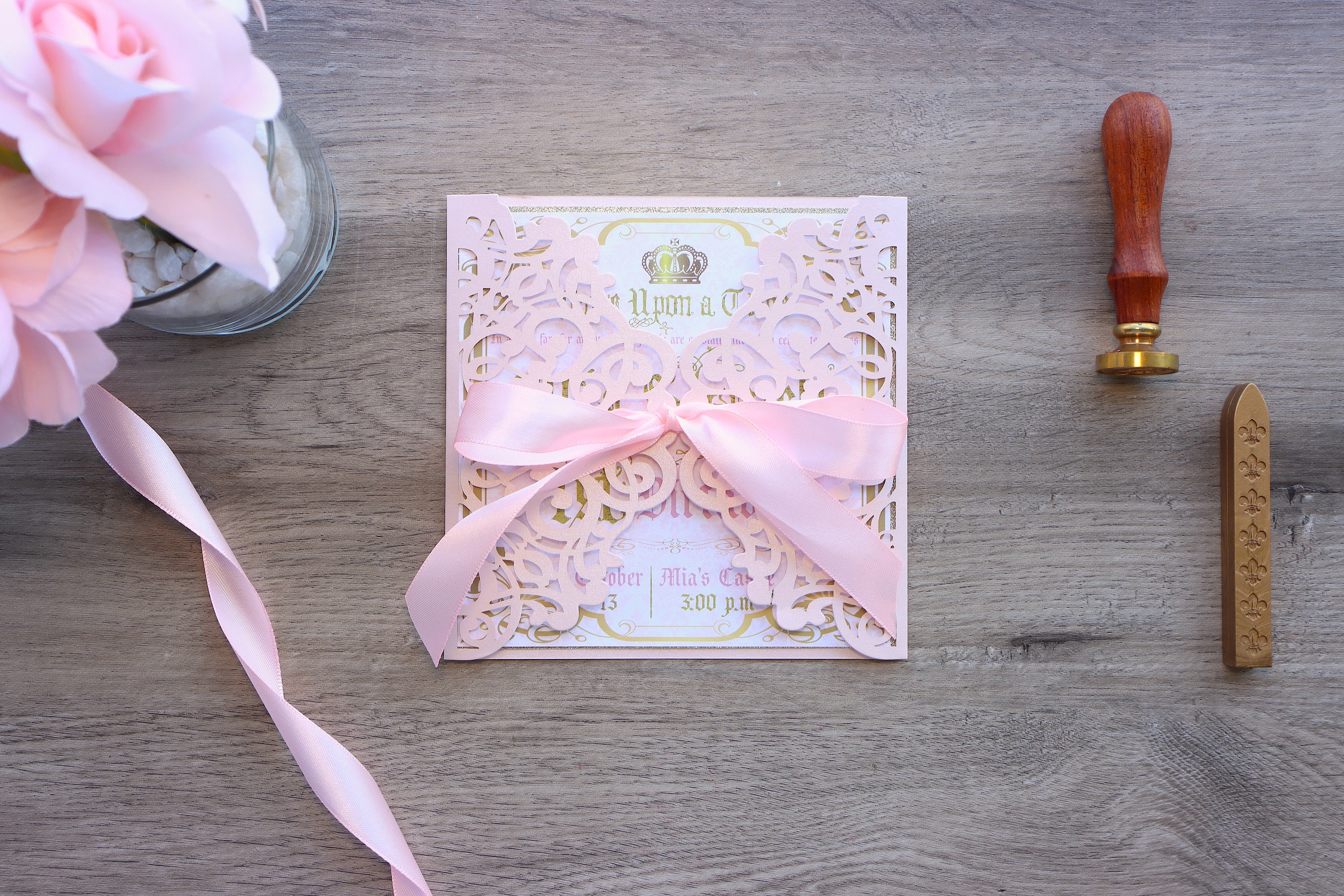 Princess Birthday Invitation: Laser Cut Pocket, Royal Celebration - Etsy
