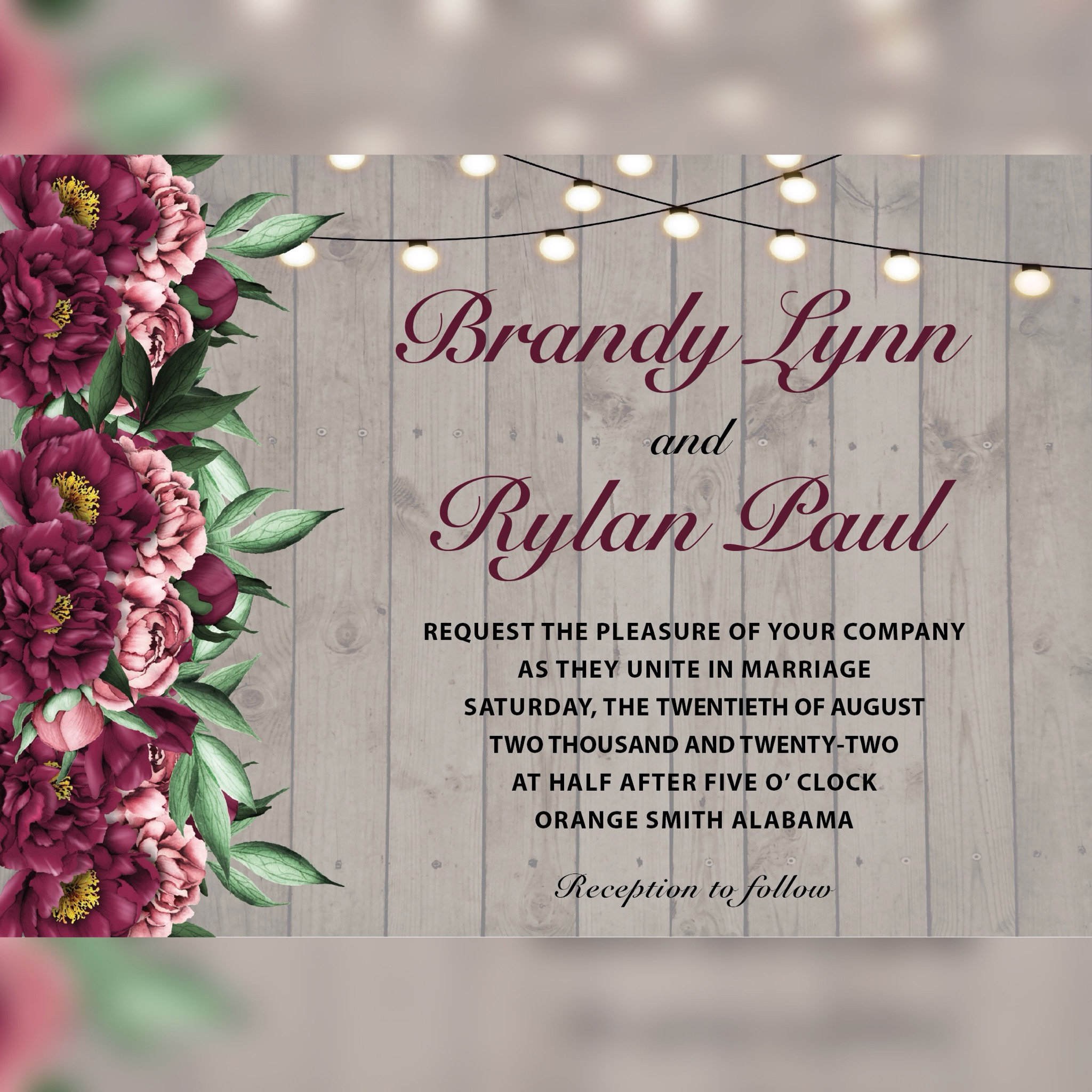 Rustic Wedding Invitation Printable - Etsy