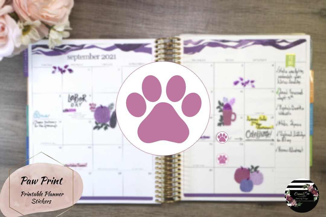 Paw Print Planner Stickers, Cute Cricut Stickers (digital Download) - Etsy