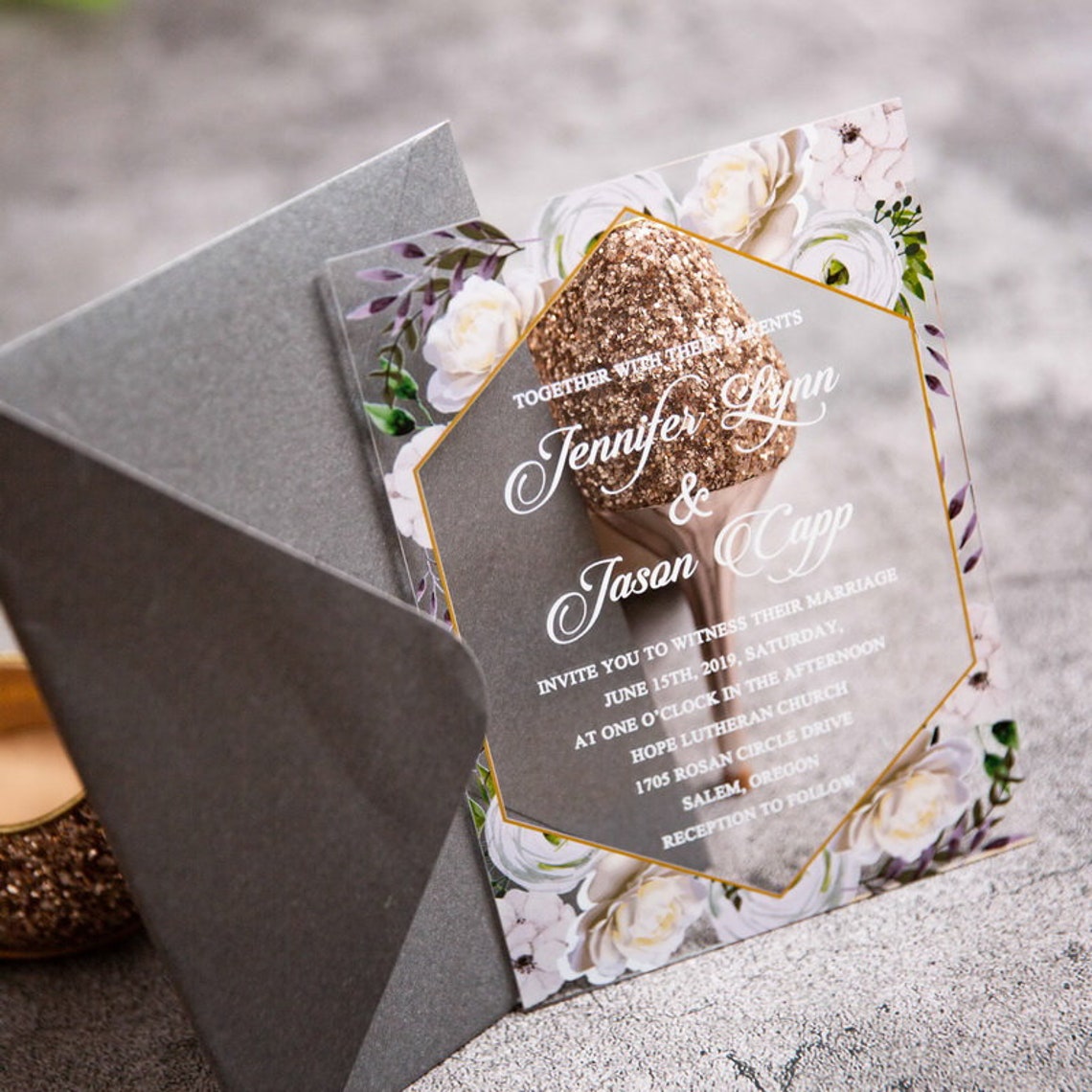 Acrylic Wedding Invitation, Transparent Invite UV Printing, Custom ...
