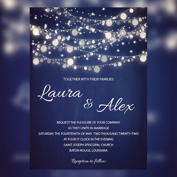 Stringlights Wedding Invitation Printable | Etsy