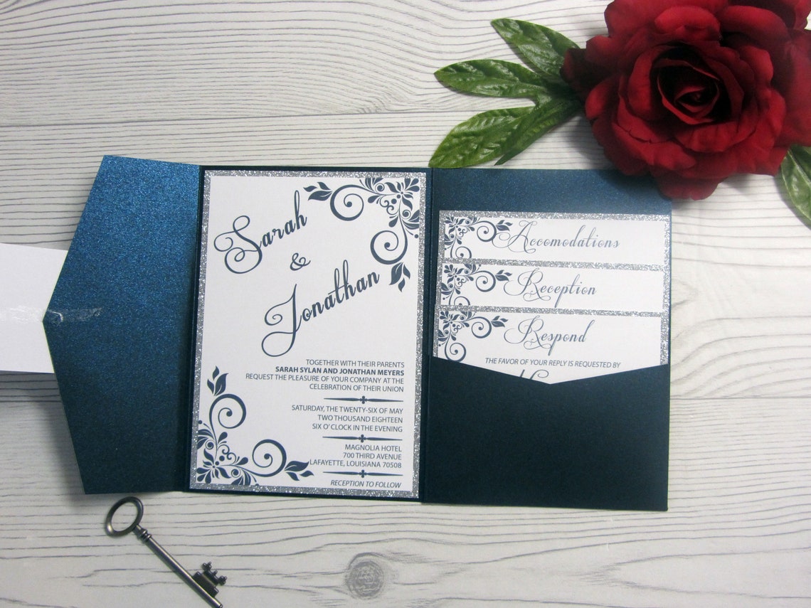 A6 Pocket Fold Wedding Invitation Template: DIY Cricut Invite (digital ...
