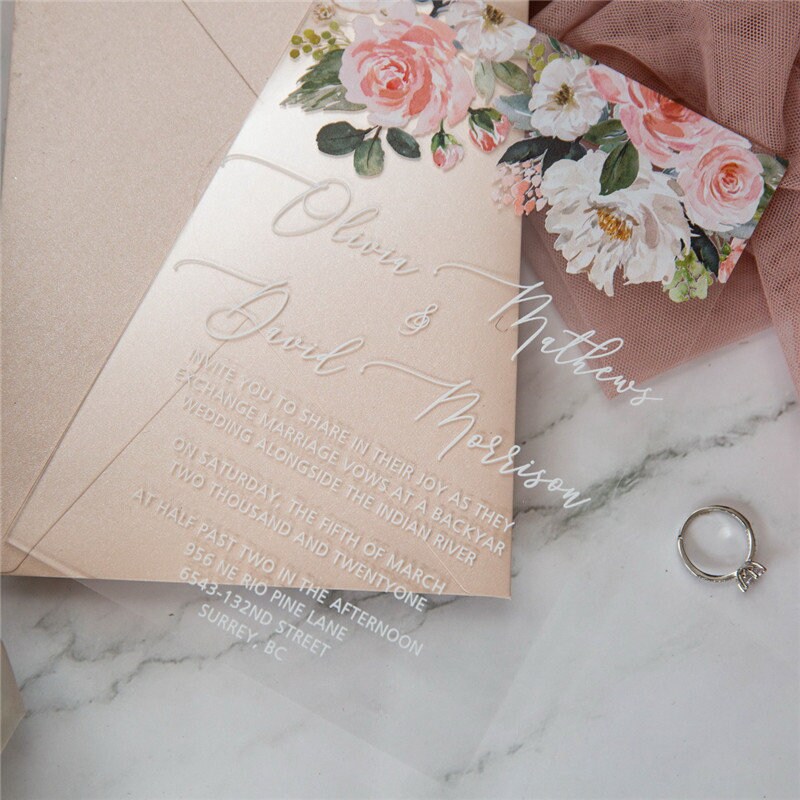 Acrylic Wedding Invitation, Transparent Invite UV Printing, Custom ...