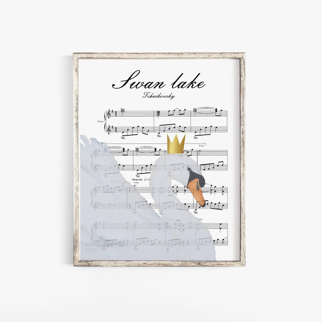 Swan Princess Nursery Printable Art, Swan Lake Sheet Music, Digital ...