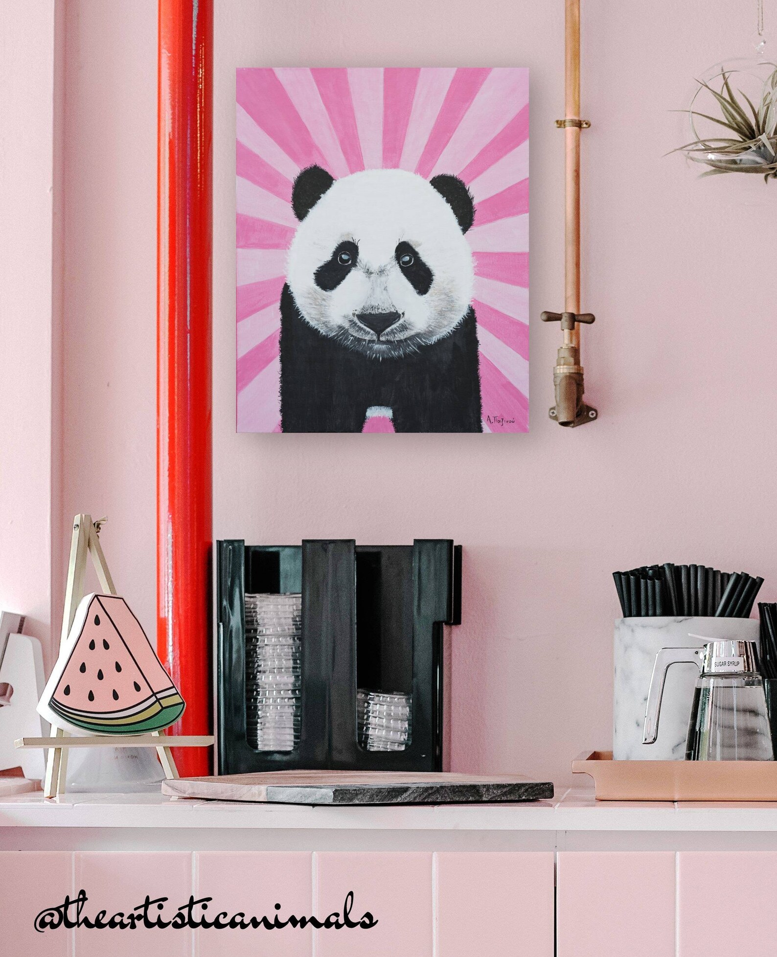 Pop art Panda painting on canvas 16x20'' 40x50cm | Etsy