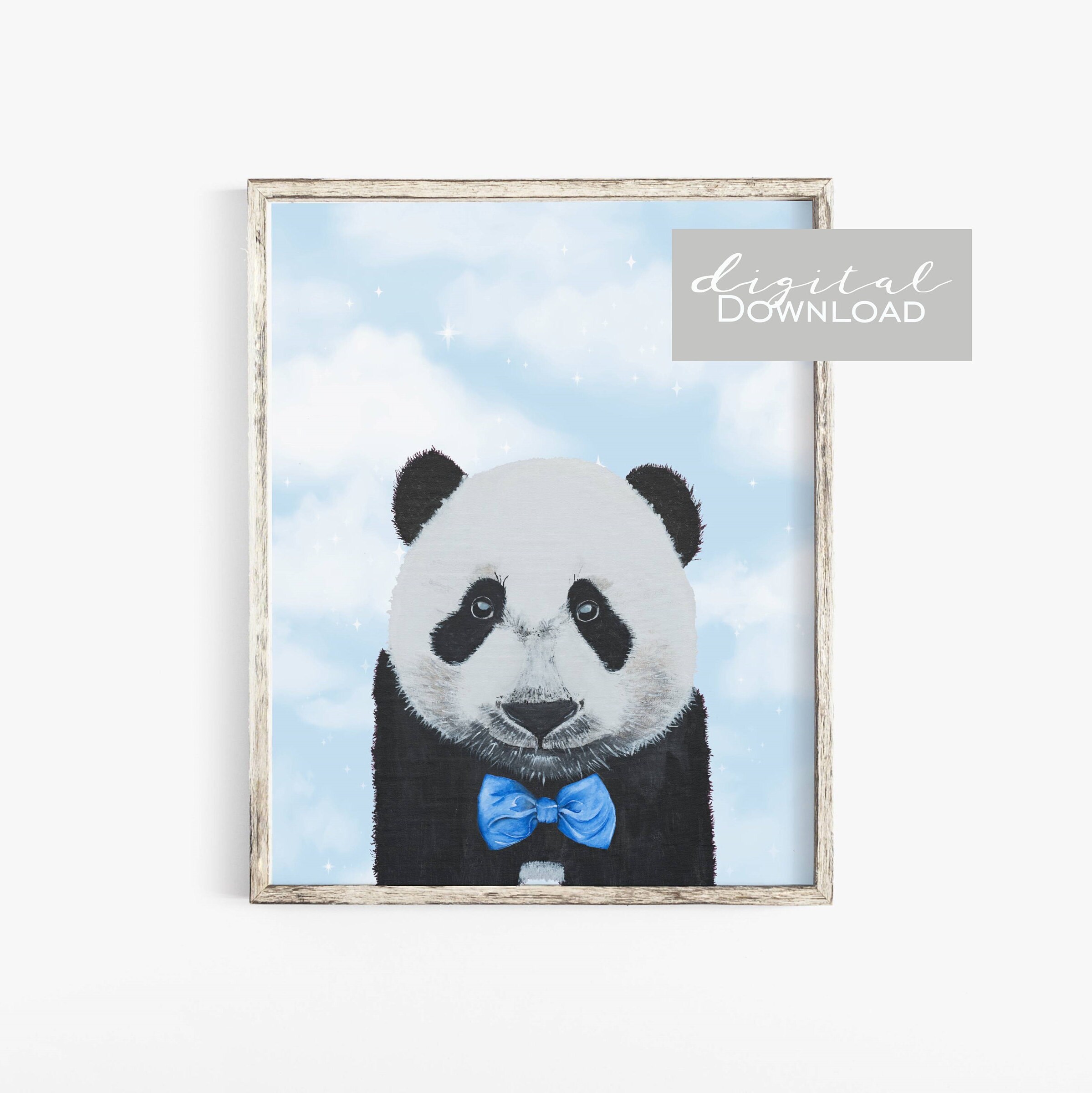 Panda bear wall art Printable digital download Giant panda painting ...