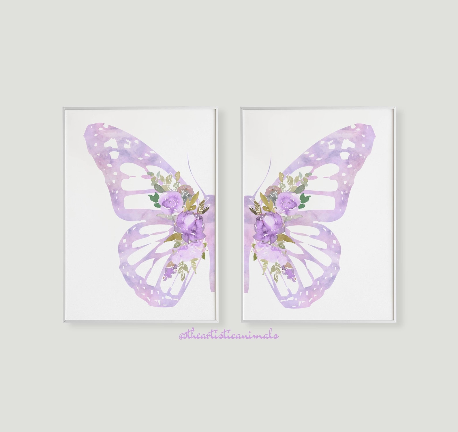 Purple Nursery Decor Butterfly Prints Set of 2 Butterfly and - Etsy