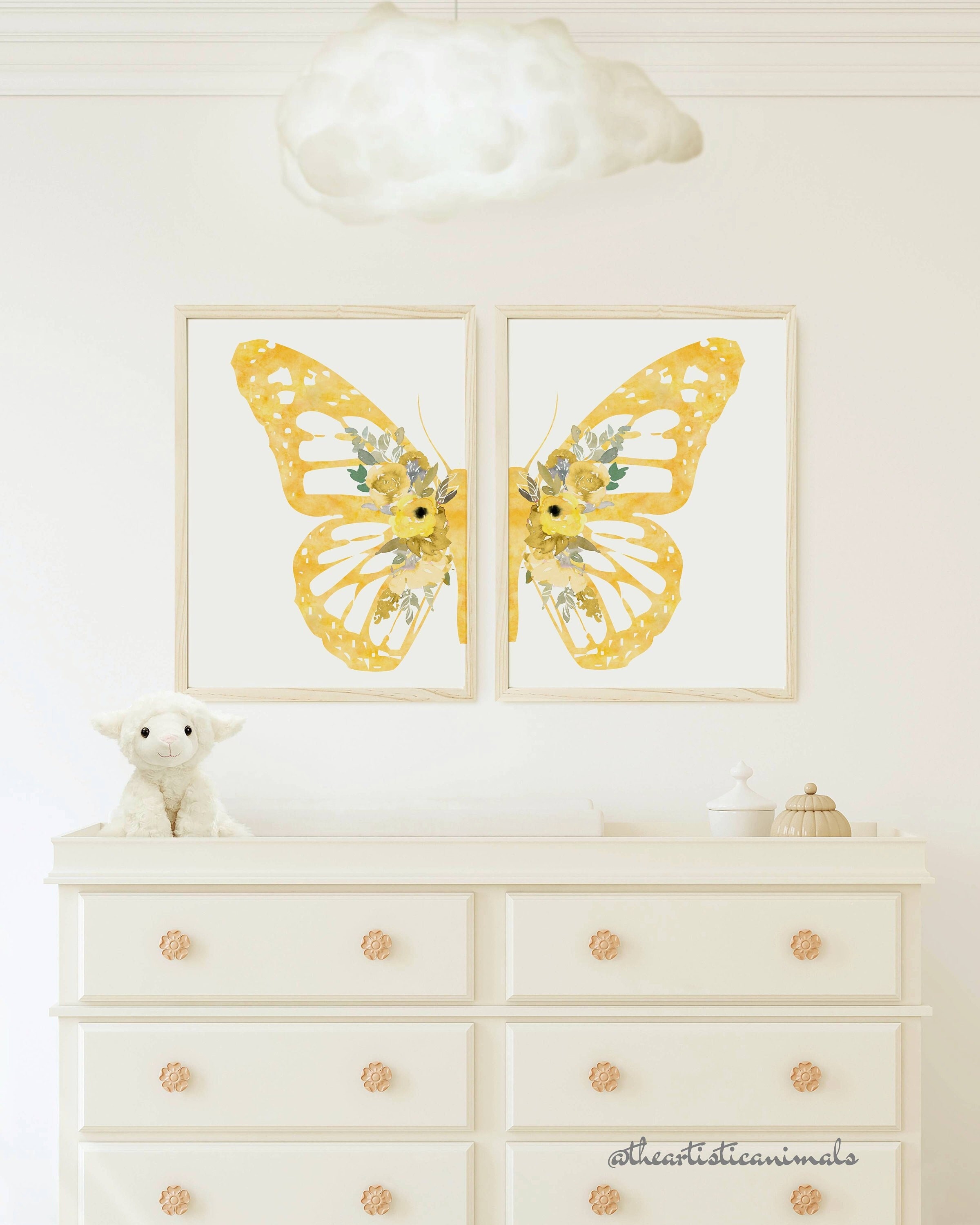 Yellow Butterfly Art Butterfly Prints Set of 2 Yellow - Etsy