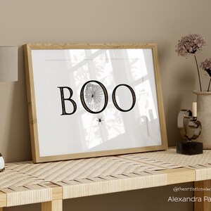 Boo Sign for Halloween, Printable Halloween Art, Spider Halloween Print ...