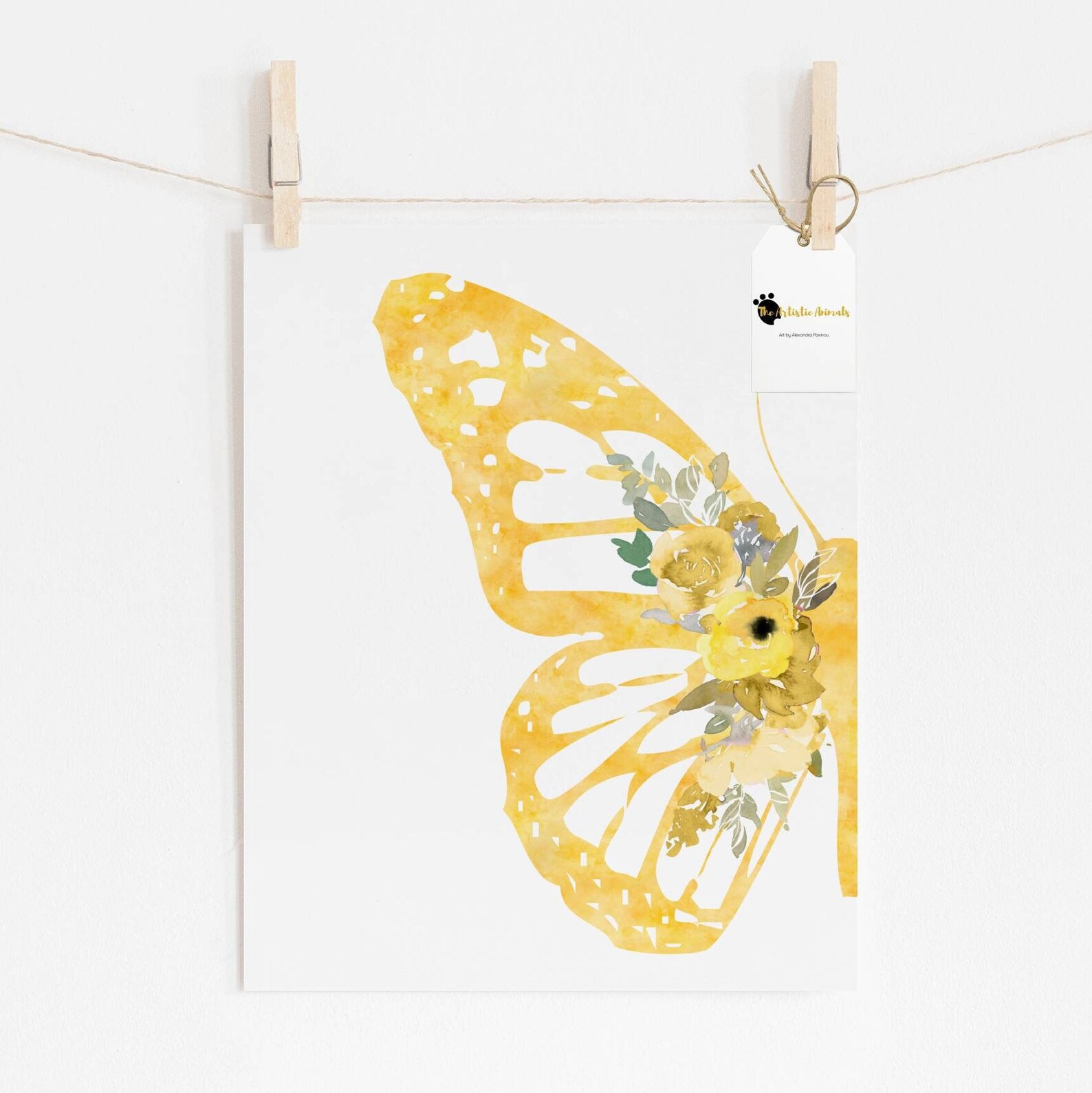 Yellow Butterfly Art Butterfly Prints Set of 2 Yellow - Etsy
