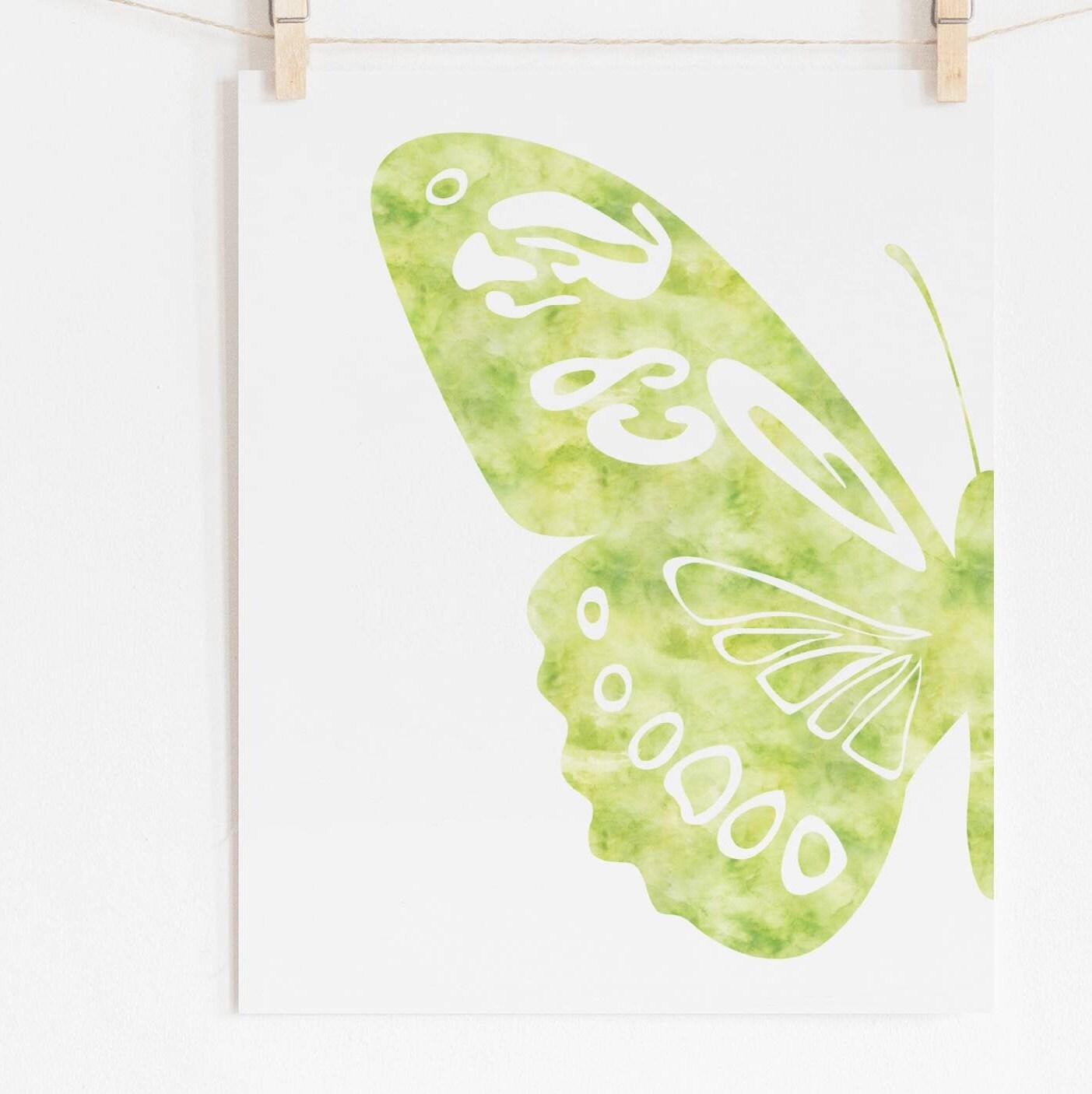 Green Butterfly print set of 2 Lime green wall art Butterfly | Etsy