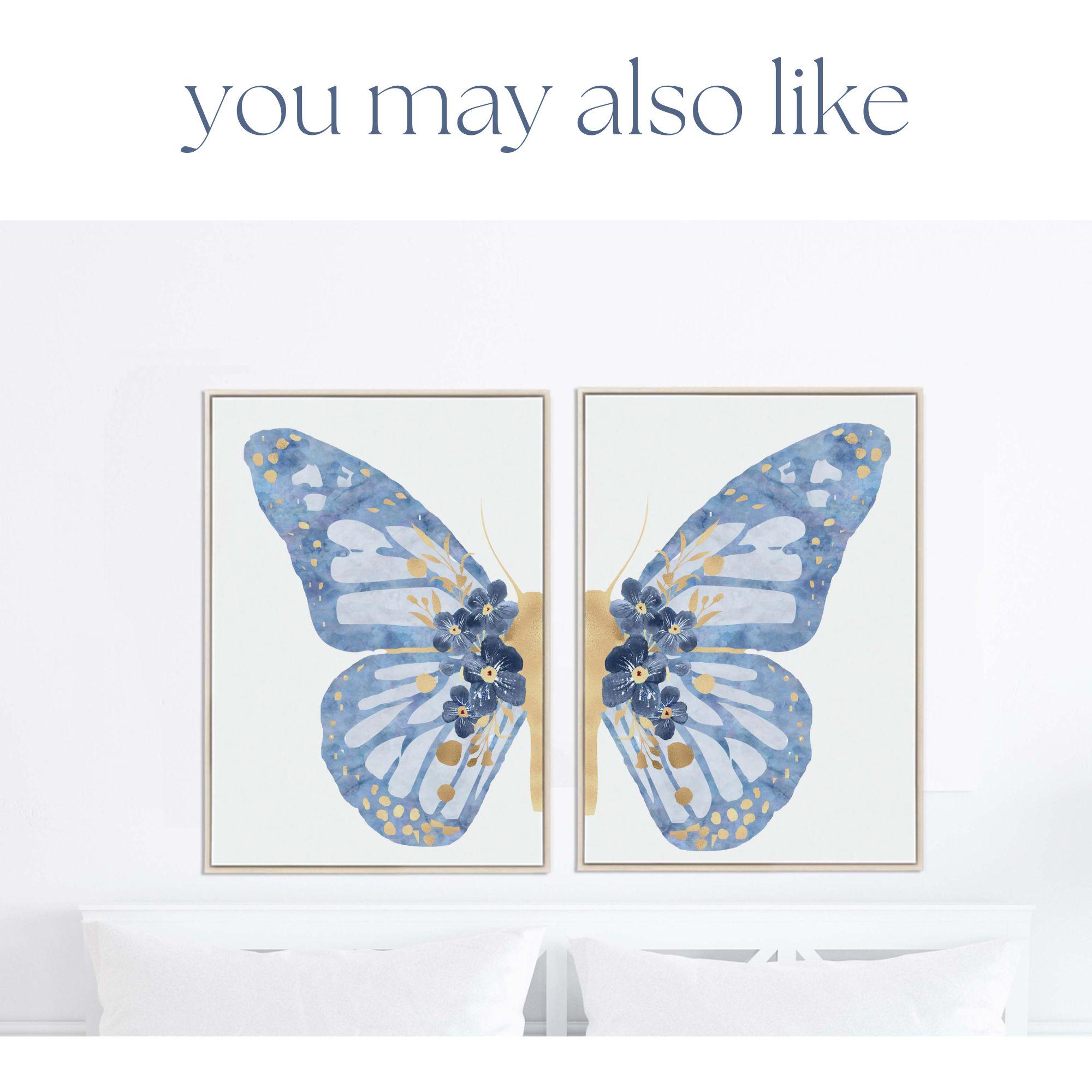 Gold Butterfly Wall Art Set of 3 Piece, Animal Triptych Art, Abstract ...