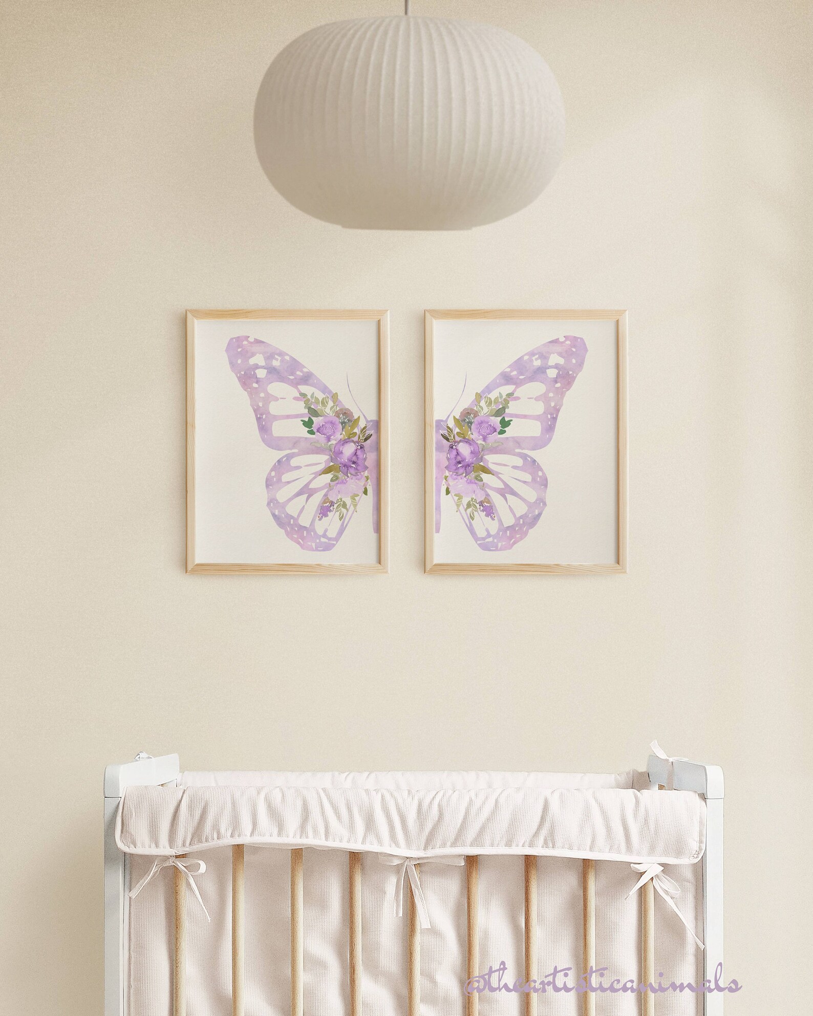 Purple Nursery Decor Butterfly Prints Set of 2 Butterfly and - Etsy