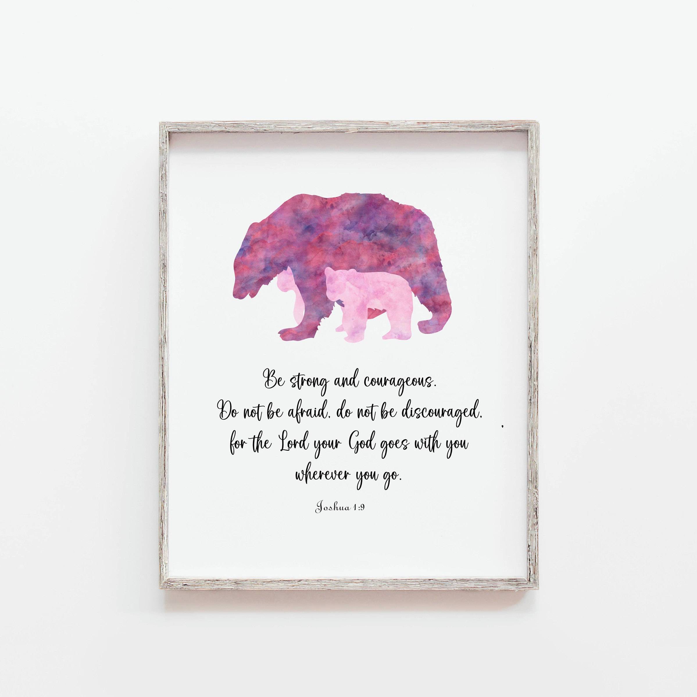 Mama Bear Baby Bear Bible Verse Wall Art Be Strong and - Etsy