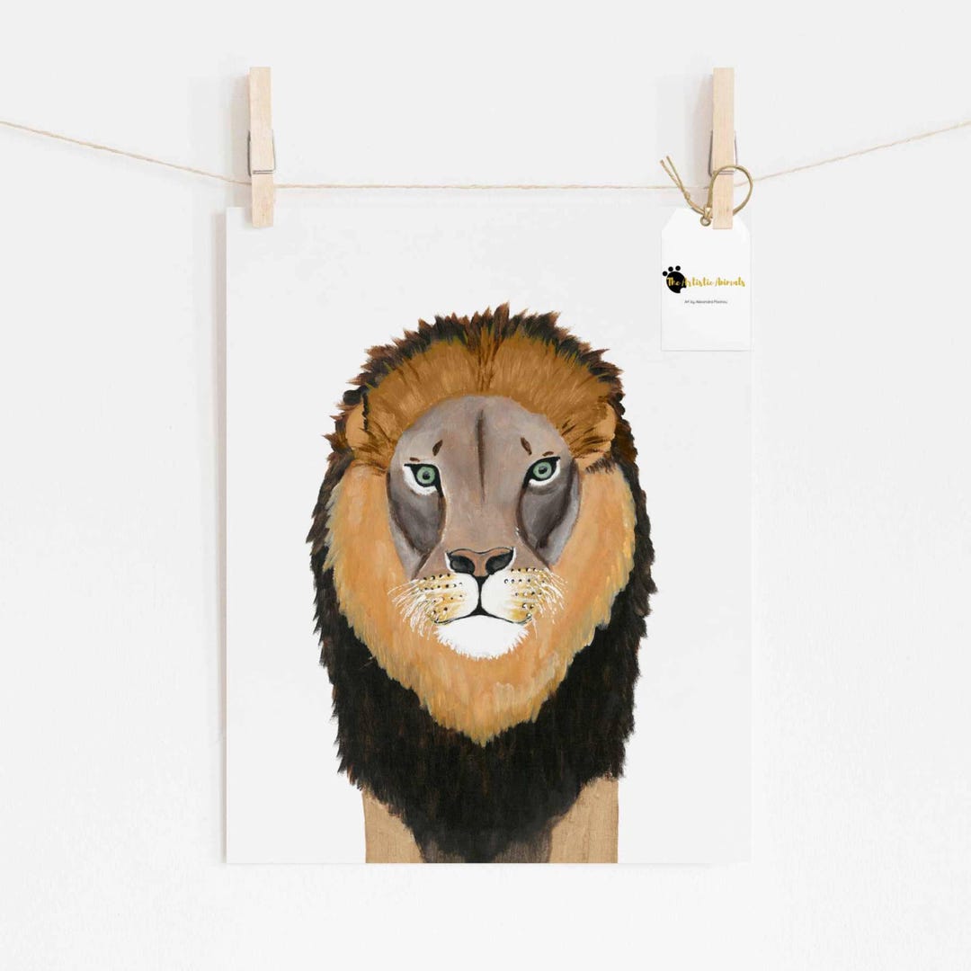 Lion Nursery Wall Art, African Safari Animal Print, Kids Room Poster ...