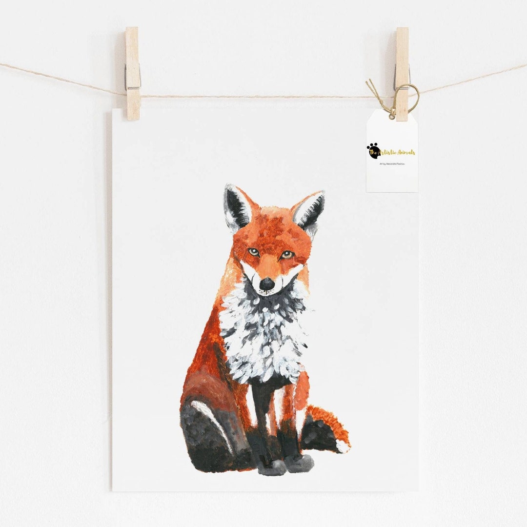 Red Fox Wall Art, Woodland Nursery Decor, Forest Animal Poster for ...