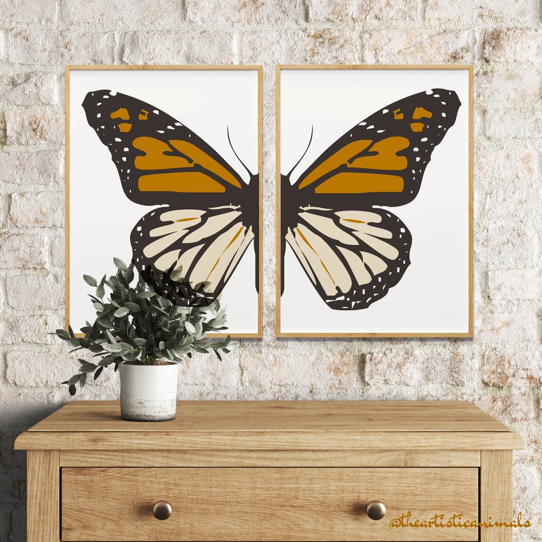 Monarch Butterfly Print Set of 2 Butterfly Printable Wall - Etsy