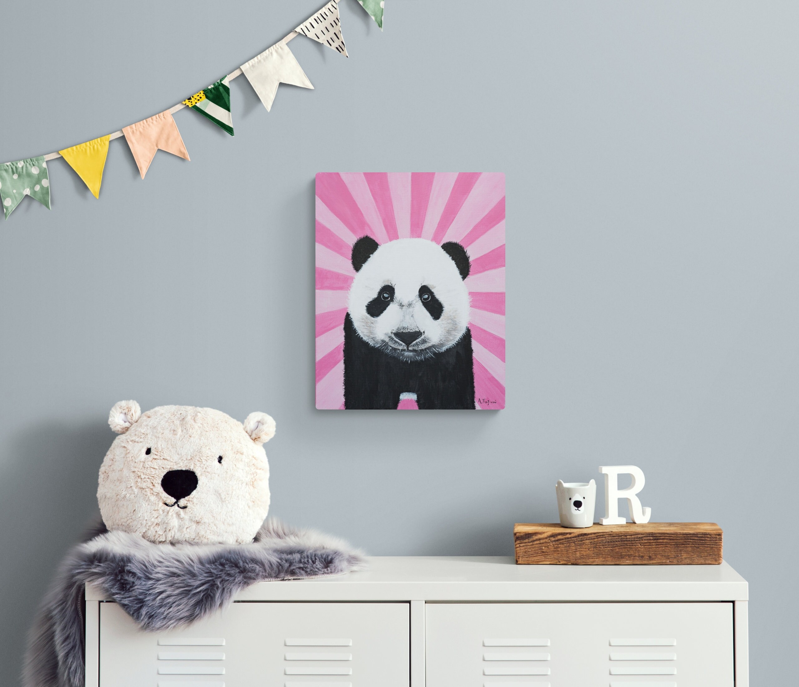 Pop art Panda portrait Panda bear painting 16x20 inch | Etsy