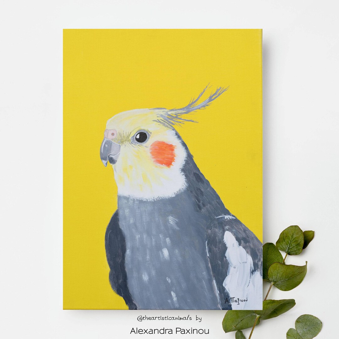 Cockatiel Art Print From Original Acrylic Painting, Pet Bird Portrait ...